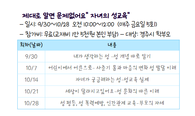 제대로 알면 문제없어요 자녀의 성교육 한국지역사회교육협의회 연합kace연합
